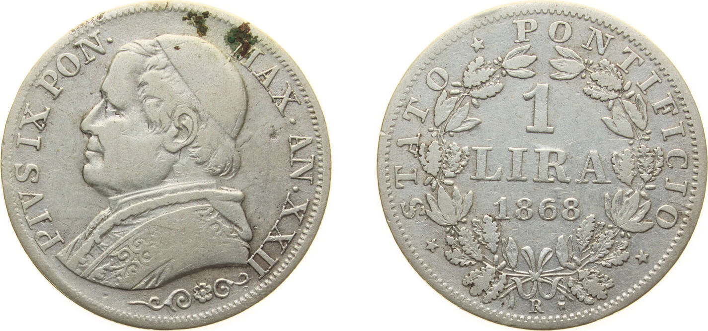 1868//XXII R Rome Mint Italy Papal States Italian states 1868//XXII R 1 ...