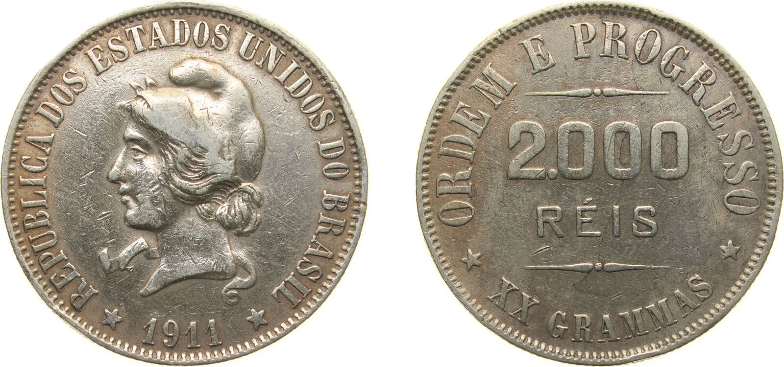 1911 Rio de Janeiro Mint Brazil Republic of the United States of Brazil ...