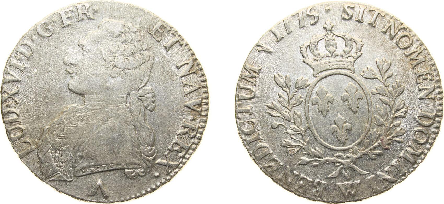 1775 W Lille Mint France Kingdom 1775 W 1 Écu - Louis XVI Silver (.917 ...