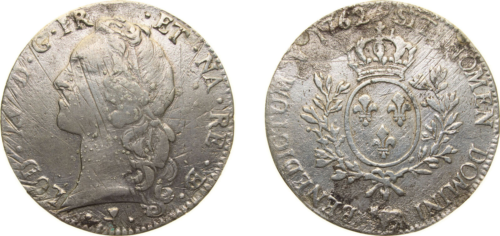 120 Sols 1762 Pau Mint France Kingdom 1762 1 Écu - Louis XV Silver ...