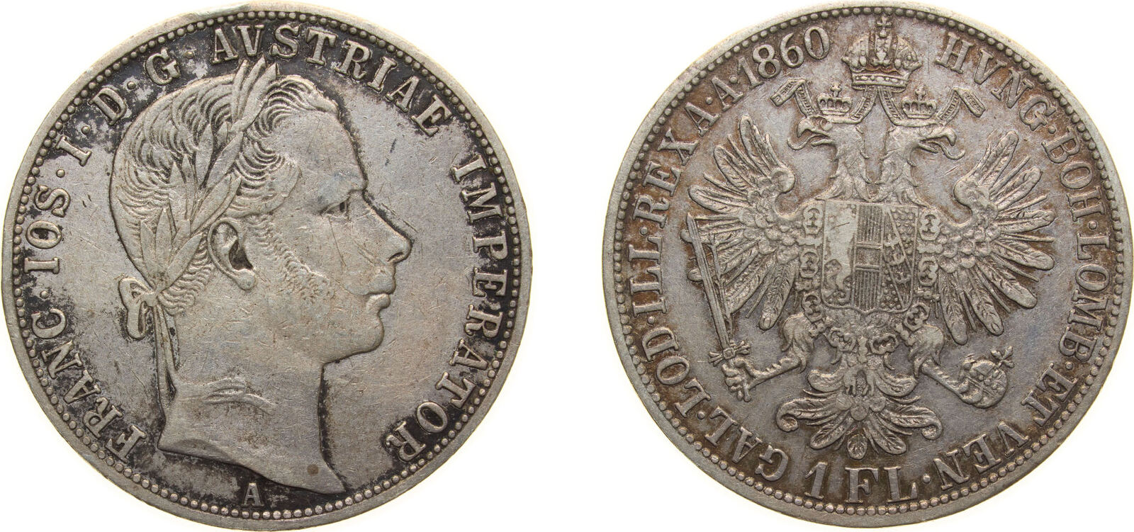 1860 A Vienna Mint Austria Archduchy of Austria Empire 1860 A 1 Florin ...