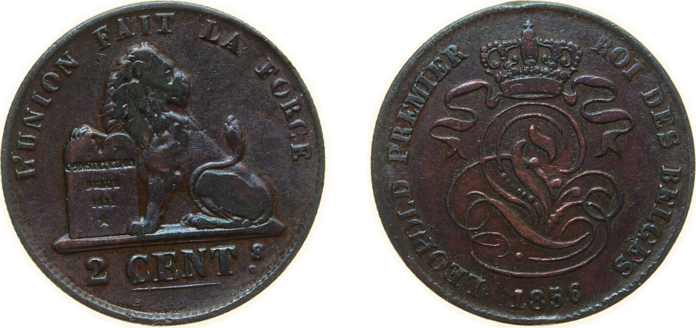 1856 Brussels Mint Belgium Kingdom 1856 2 Centimes - Léopold I Copper ...