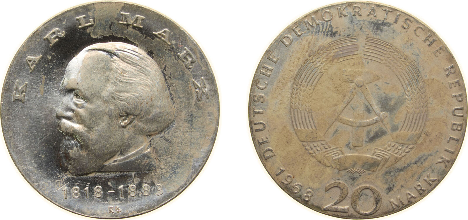 1968 Berlin Mint Germany German Democratic Republic 1968 20 Mark (Karl ...