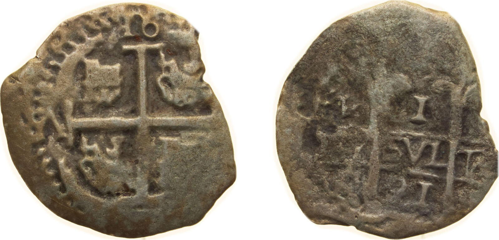 1691 P VR Potosi Mint Bolivia Spanish colony 1691 P VR 1 Real - Carlos ...