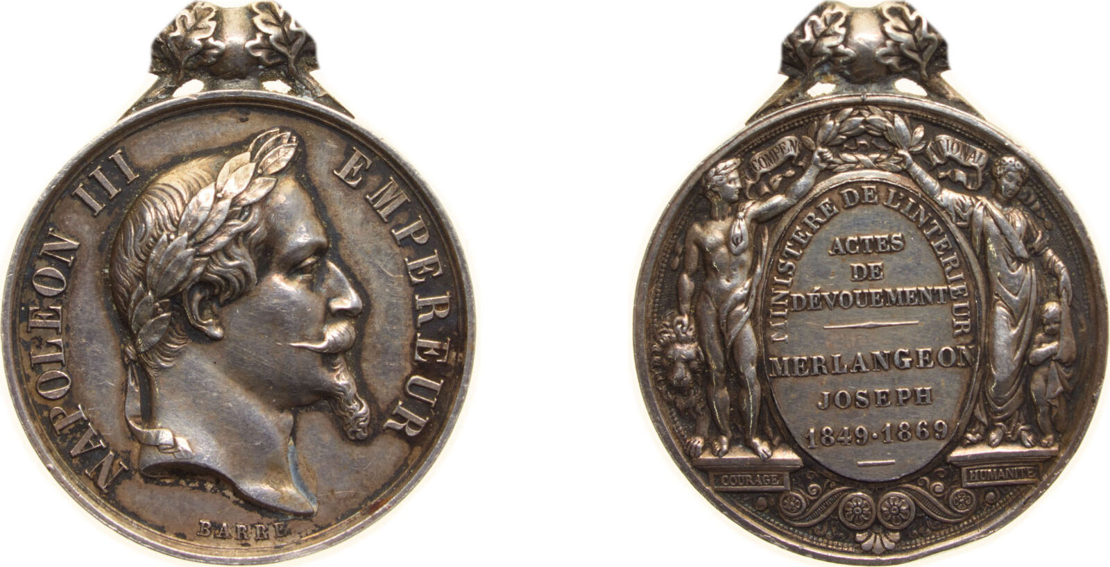 NULL France Second Empire 1869 Medal - Napoleon III Actes de Dévouement ...