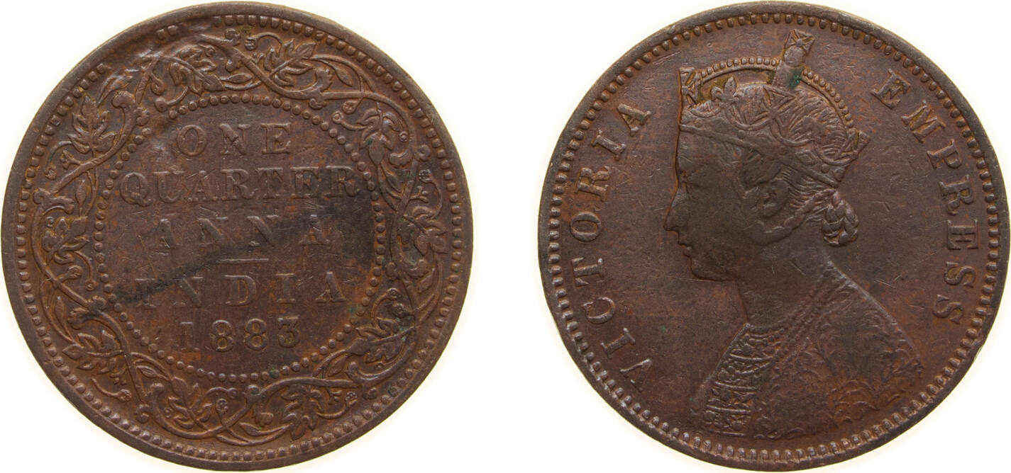 1 Paisa 1883 • Bombay Mint India India - British Raj 1883 • ¼ Anna ...