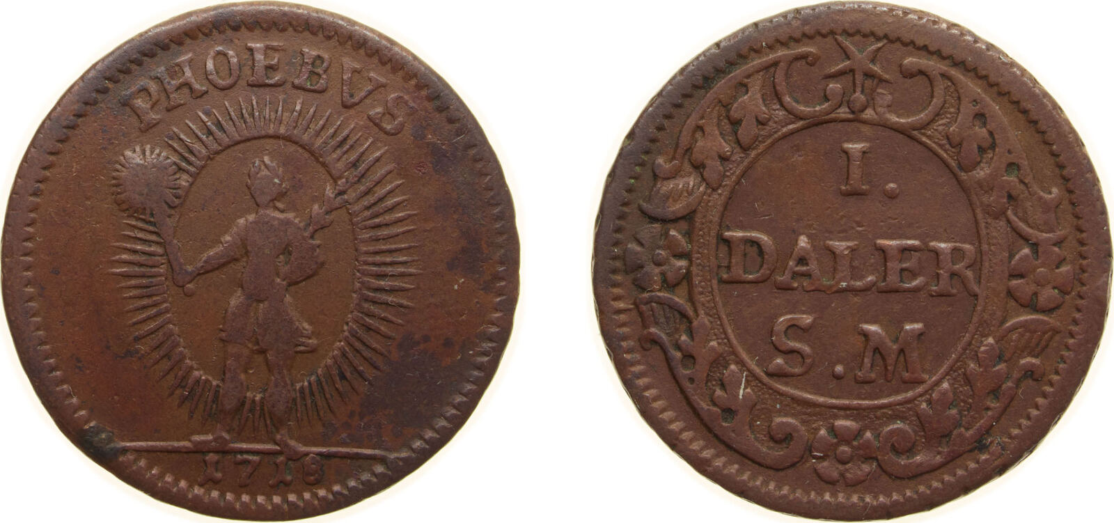 Sweden Kingdom 1718 1 Daler Silvermynt - Karl XII (Mercury) Copper ...