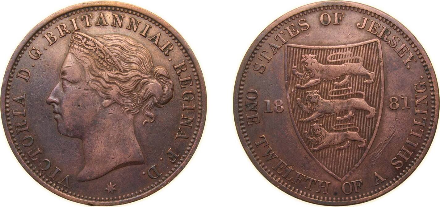 1⁄12 Shilling 1881 Royal Mint (Tower Hi Jersey British dependency 1881 ...