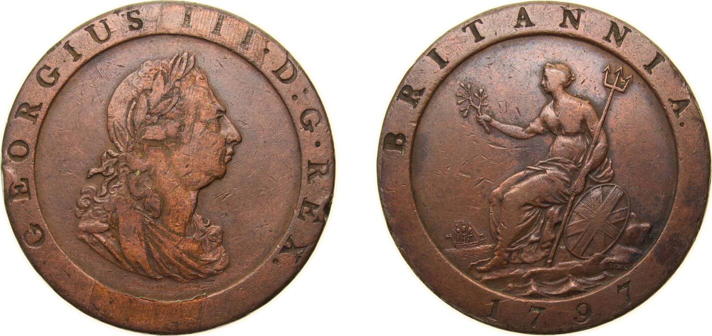 1797 Soho Mint Great Britain United Kingdom 1797 1 Penny - George III ...