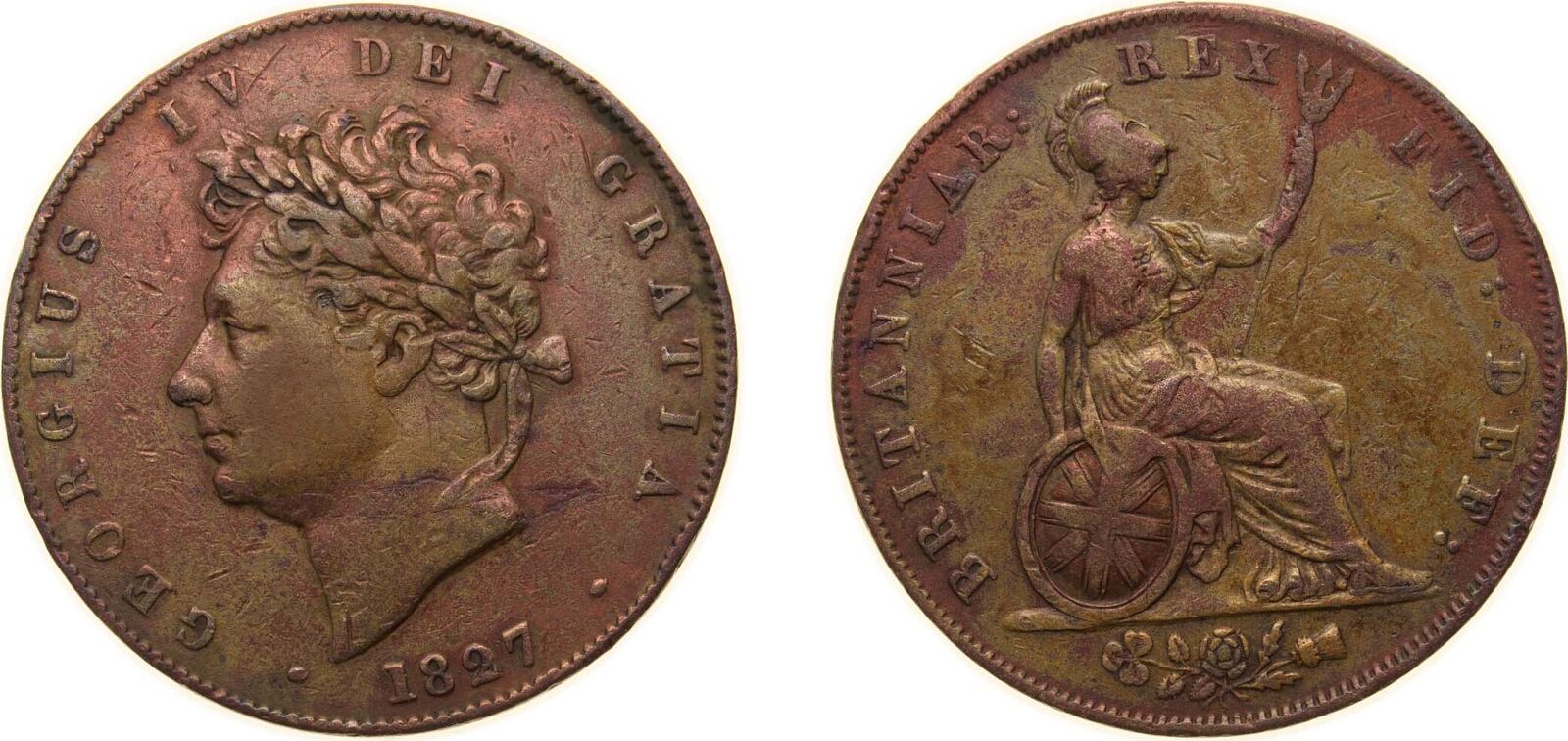 1827 Royal Mint (Tower Hi Great Britain United Kingdom 1827 ½ Penny ...