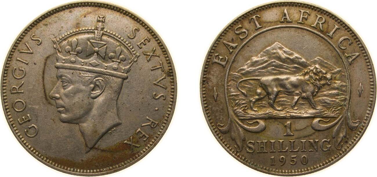 1950 Royal Mint (Tower Hi East Africa British colony 1950 1 Shilling - George VI Copper-nickel ...
