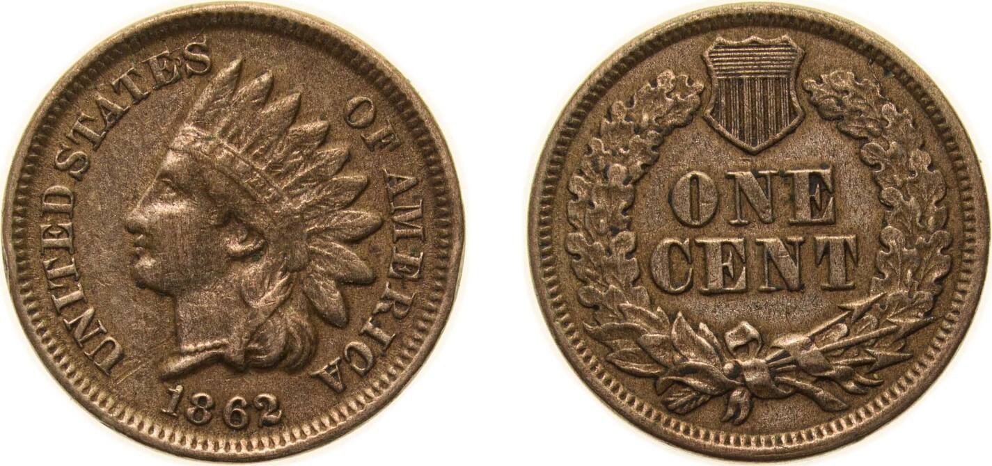 1862 Philadelphia Mint United States Federal republic 1862 1 Cent ...