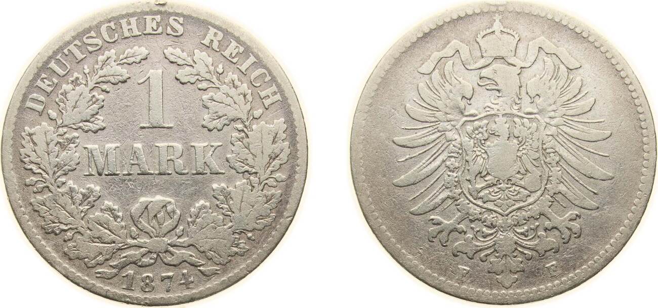 1874 F Stuttgart Mint Germany Second Empire 1874 F 1 Mark - Wilhelm I ...
