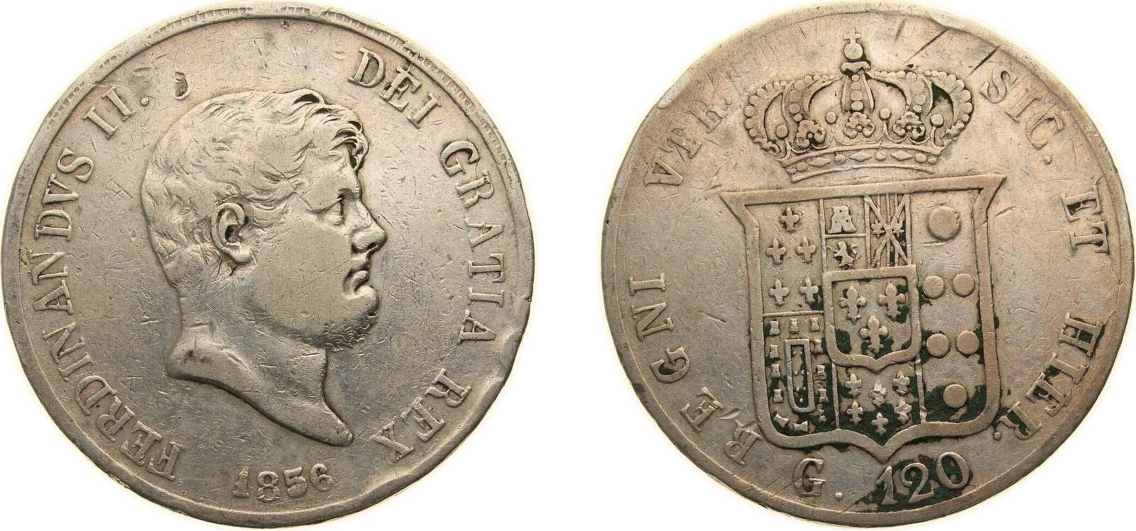 1856 Naples Mint Italy Kingdom of the Two Sicilies Italian states 1856 ...