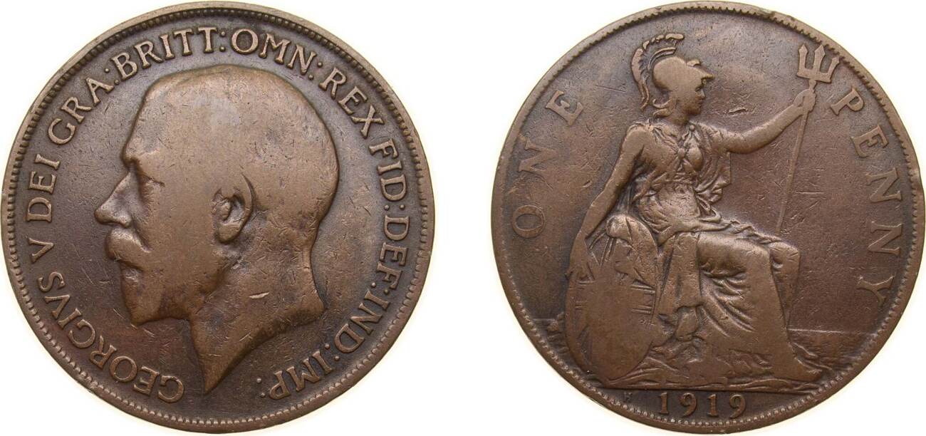 1919 H Heaton and Sons / Great Britain United Kingdom 1919 H 1 Penny ...