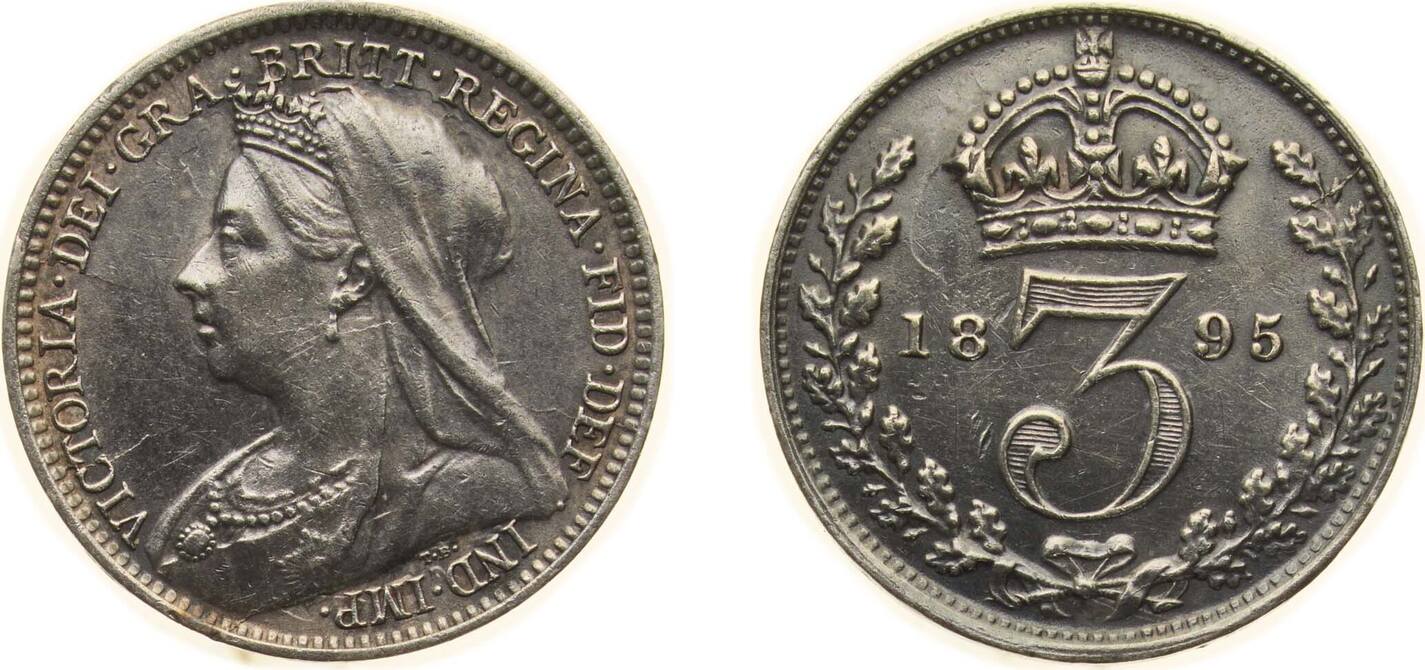 1895 Royal Mint (Tower Hill) Great Britain United Kingdom 1895 3 Pence ...