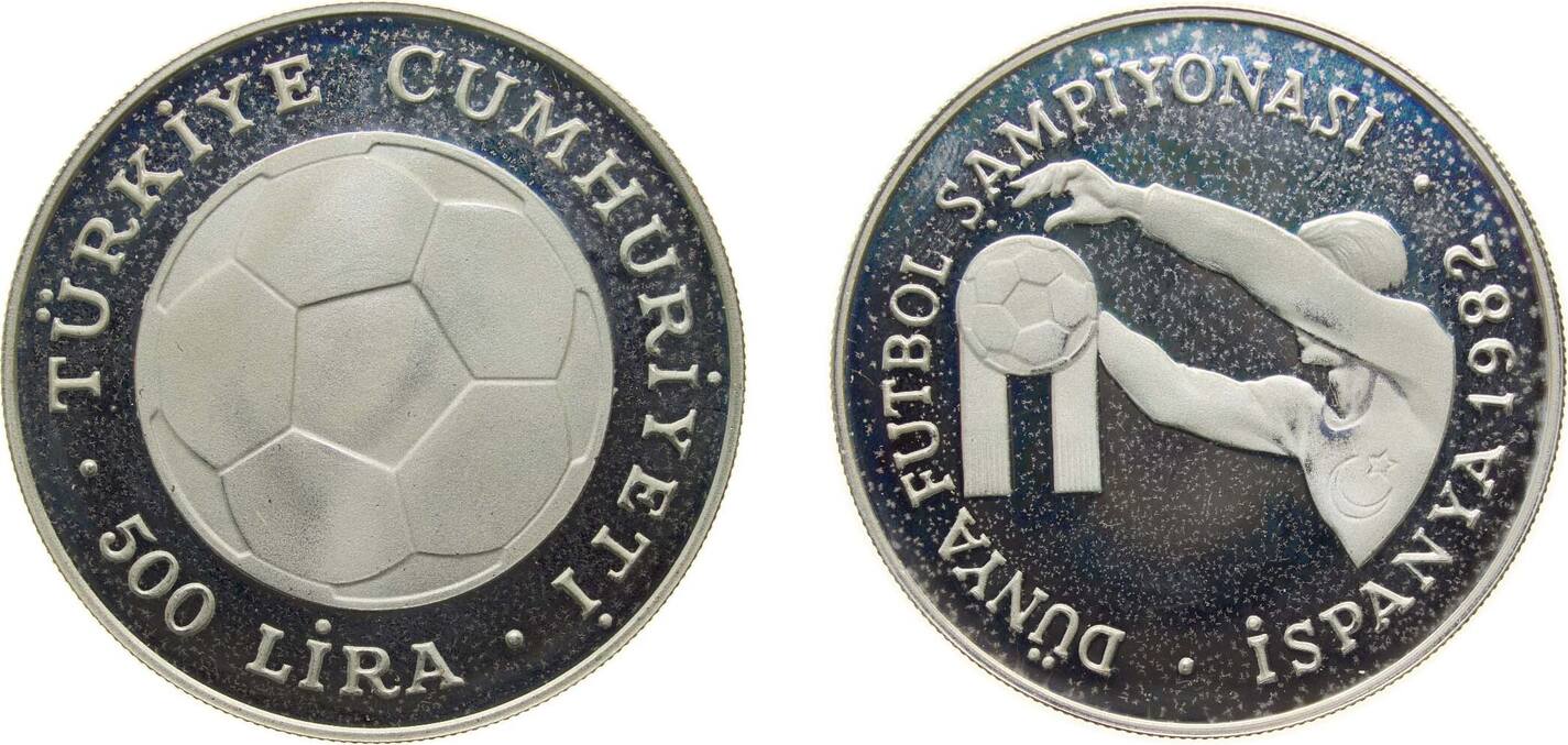 1982 Turkish State Mint Turkey Republic 1982 500 Lira (World Cup ...