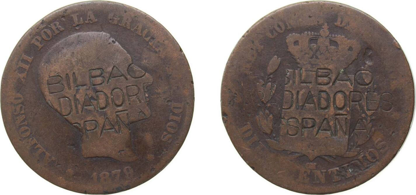 1879 OM Barcelona Mint Spain Kingdom 1879 OM 10 Centimos - Alfonso XII ...
