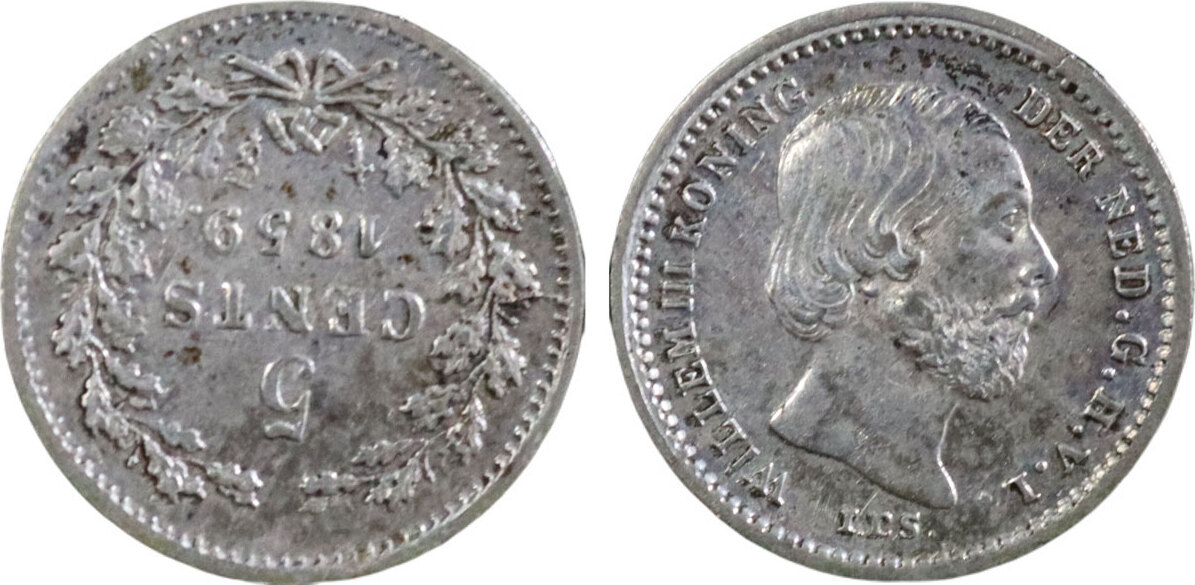 NETHERLANDS 1859 WILLIAM III 5 CENTS XF | MA-Shops