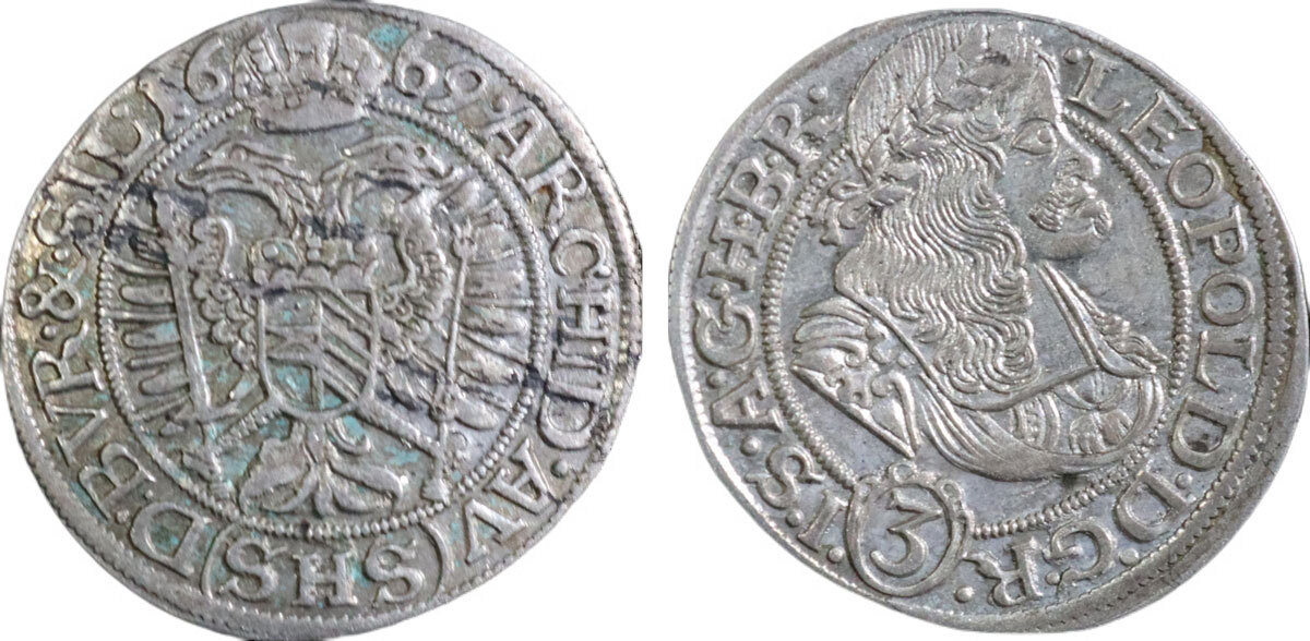 BOHEMIA 1669 LEOPOLD I SILESIABRESLAU MINT 3 KREUZER AU | MA-Shops