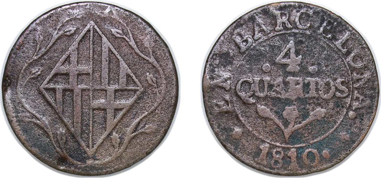 4 Quarts 1810 Barcelona Mint Spain Principality of Catalonia Kingdom ...