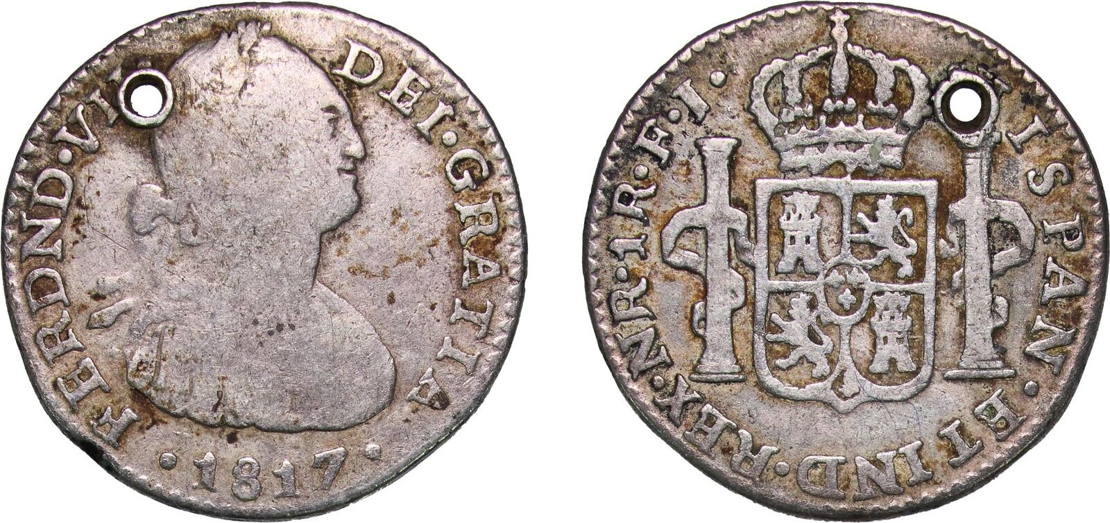 1817 NR FJ Santa Fe de Nu Colombia Spanish colony 1817 NR FJ 1 Real ...