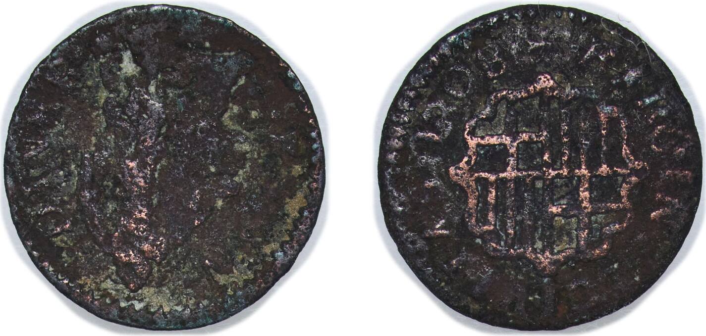 1 Denier 1708 La Seca Mimt Spain Principality of Catalonia Spanish ...
