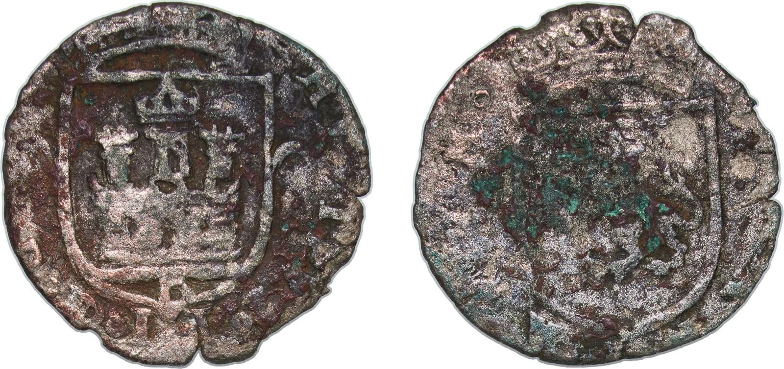 1 Cuartillo 1566 - 1598 B Burgos Mint Spain Kingdom 1566 - 1598 B ...