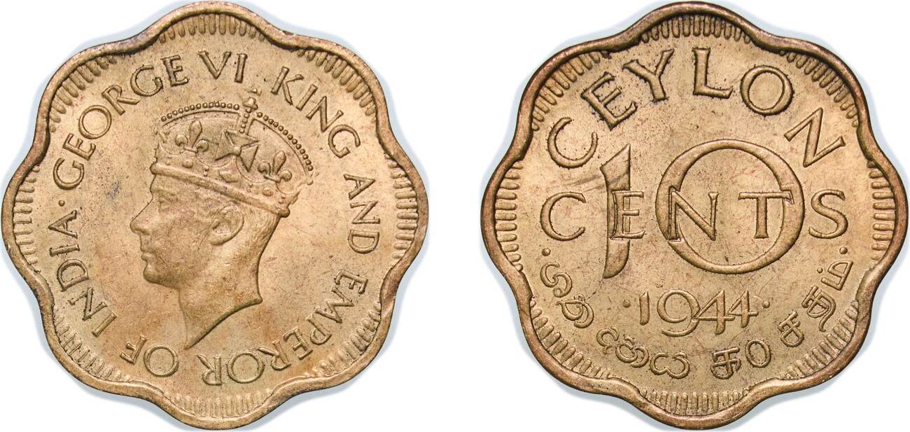 1944 Mumbai / Bombay Mint Sri Lanka Ceylon (1597-1972) British Ceylon ...