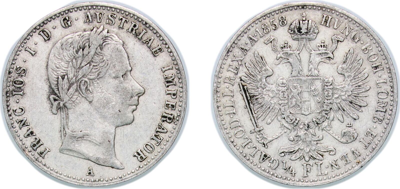 Austria Archduchy of Austria Austro-Hungarian Empire 1858 A ¼ Florin ...