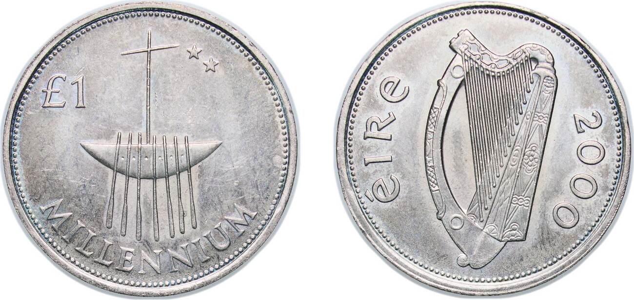 2000 Irish Mint Ireland Republic 2000 1 Pound (Millennium) Copper ...