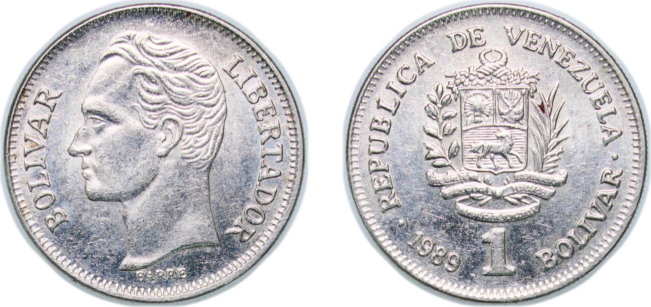 1 Bolivar 1989 VDM Metals / Vereini Venezuela Fourth Republic 1989 1 ...