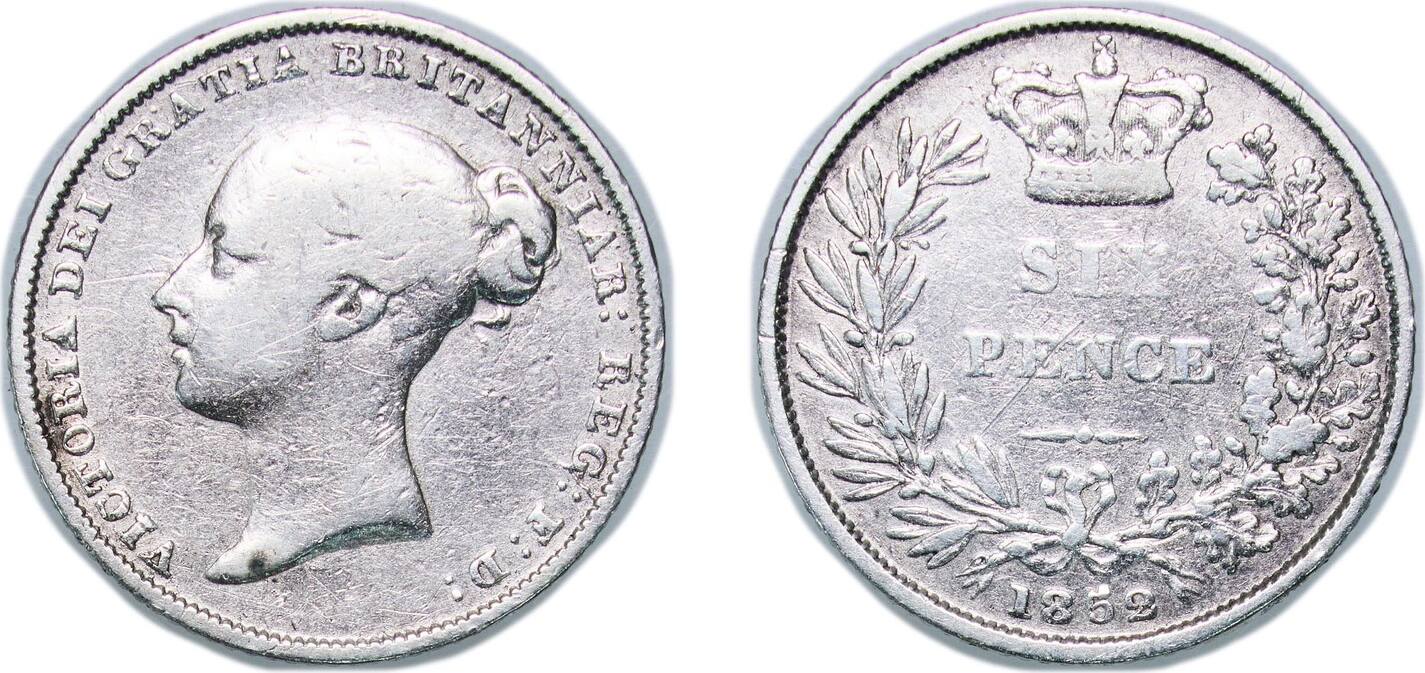 Great Britain United Kingdom 1852 6 Pence - Victoria (1st portrait; 1st ...