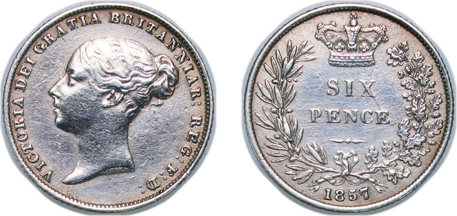 Great Britain United Kingdom 1857 6 Pence - Victoria (1st portrait; 1st ...