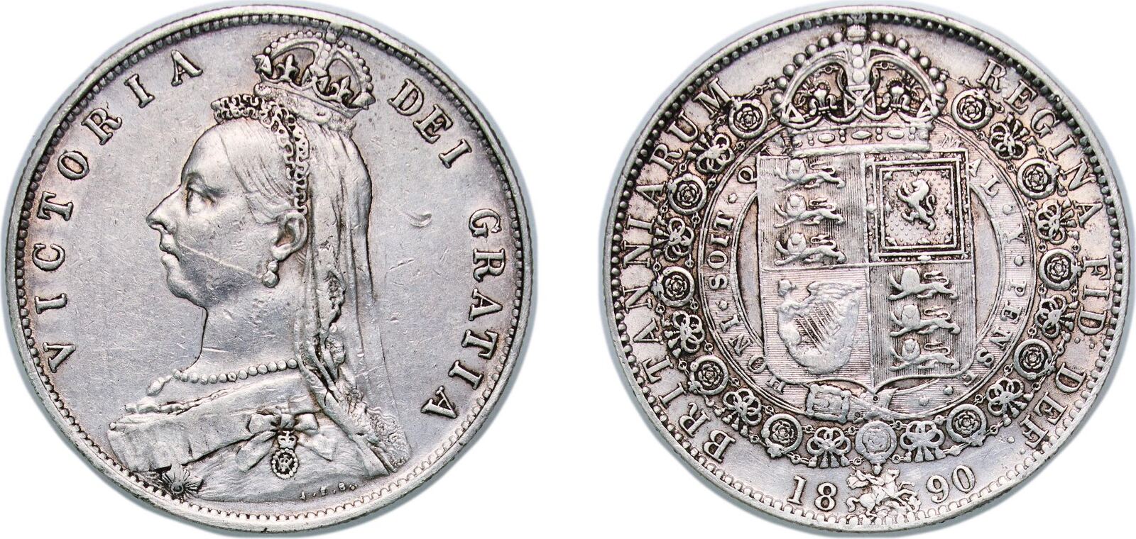 Great Britain Kingdom 1890 ½ Crown - Victoria (2nd portrait) Silver ...