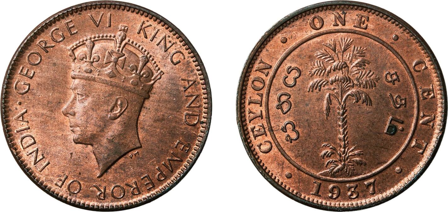 1937 Calcutta Mint Sri Lanka Ceylon (1597-1972) British Ceylon colony ...