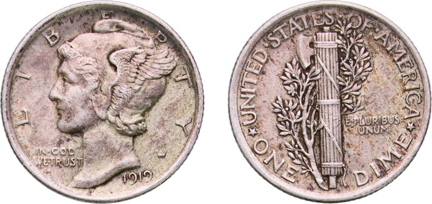 1919 Philadelphia Mint United States Federal republic 1919 1 Dime ...