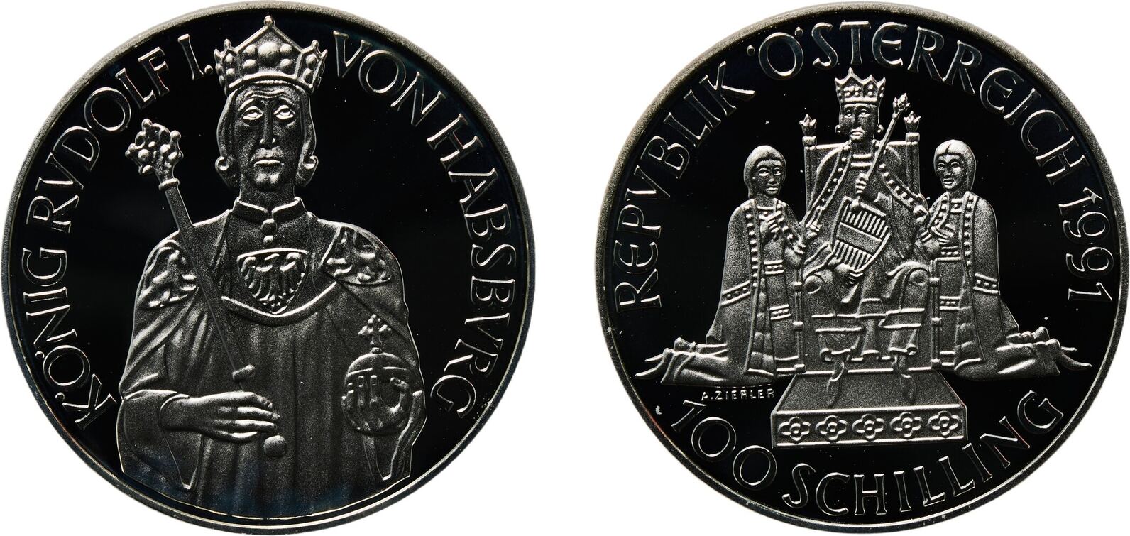 Austria Second Republic 1991 100 Schilling (Rudolph I) Silver (.900 ...