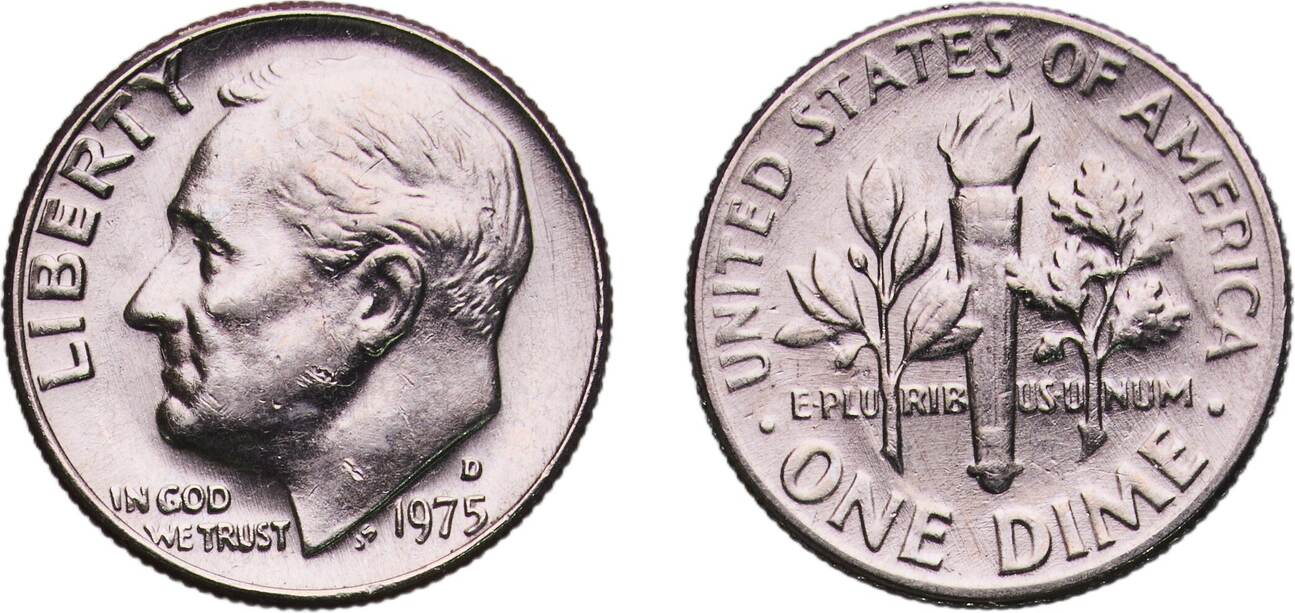 1975 D Denver Mint United States Federal republic 1975 D 1 Dime ...