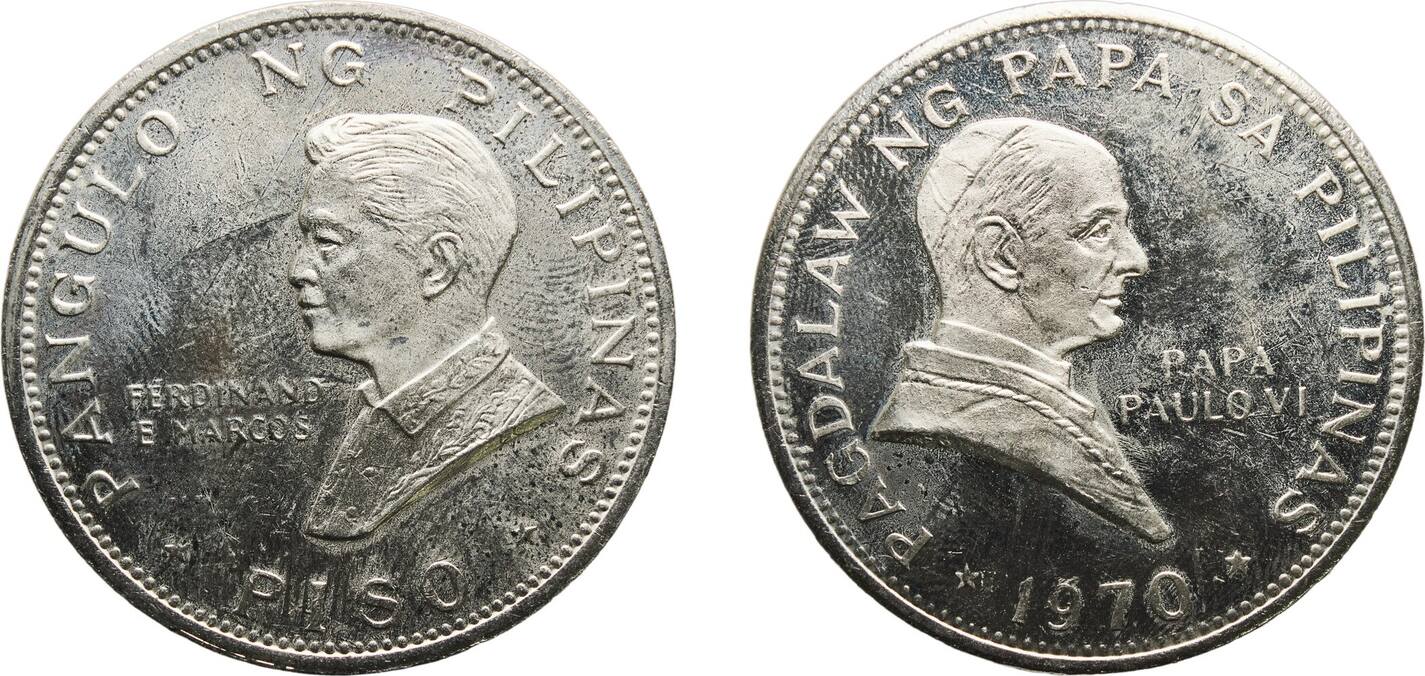 1 Peso 1970 Sherritt Mint Philippines Republic 1970 1 Piso (Pope Paul ...