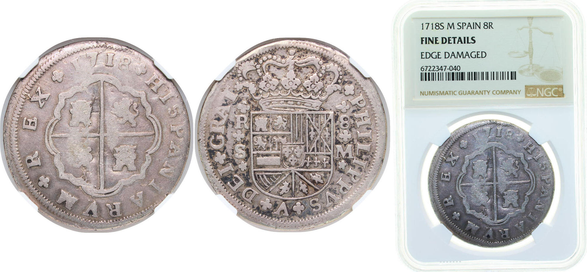 1718 S M Seville Mint Spain 1718 S M 8 Reales - Felipe V (Seville ...