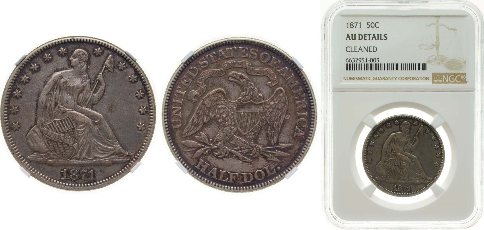 1871 Philadelphia Mint United States Federal republic 1871 ½ Dollar ...