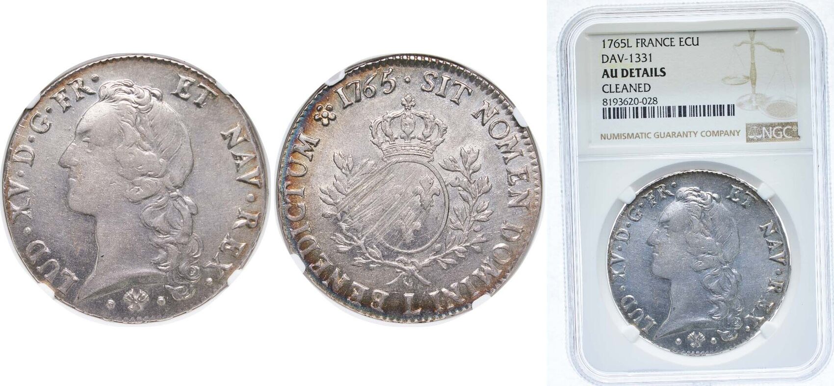 1 Silver Ecu 1765 L Pau Mint France Kingdom 1765 L 1 Écu - Louis XV ...