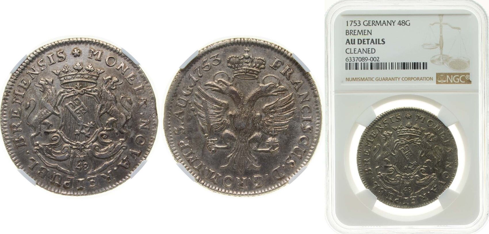 1753 Bremen Mint Germany City of Bremen Holy Roman Empire 1753 48 Grote ...