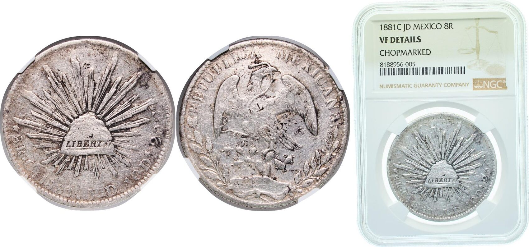 1881 C JD Mexican Mint Mexico Federal Republic 1881 C JD 8 Reales ...