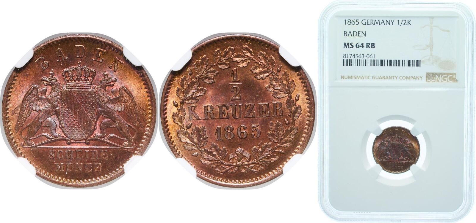 Germany Grand-duchy of Baden German states 1865 ½ Kreuzer - Frederick I ...