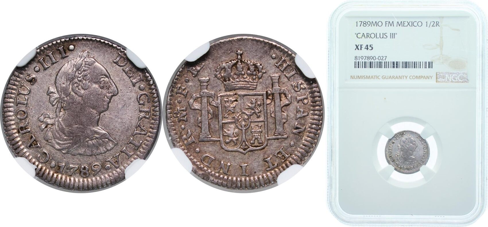 1789 Mo FM Mexican Mint Mexico Spanish colony 1789 Mo FM ½ Real ...