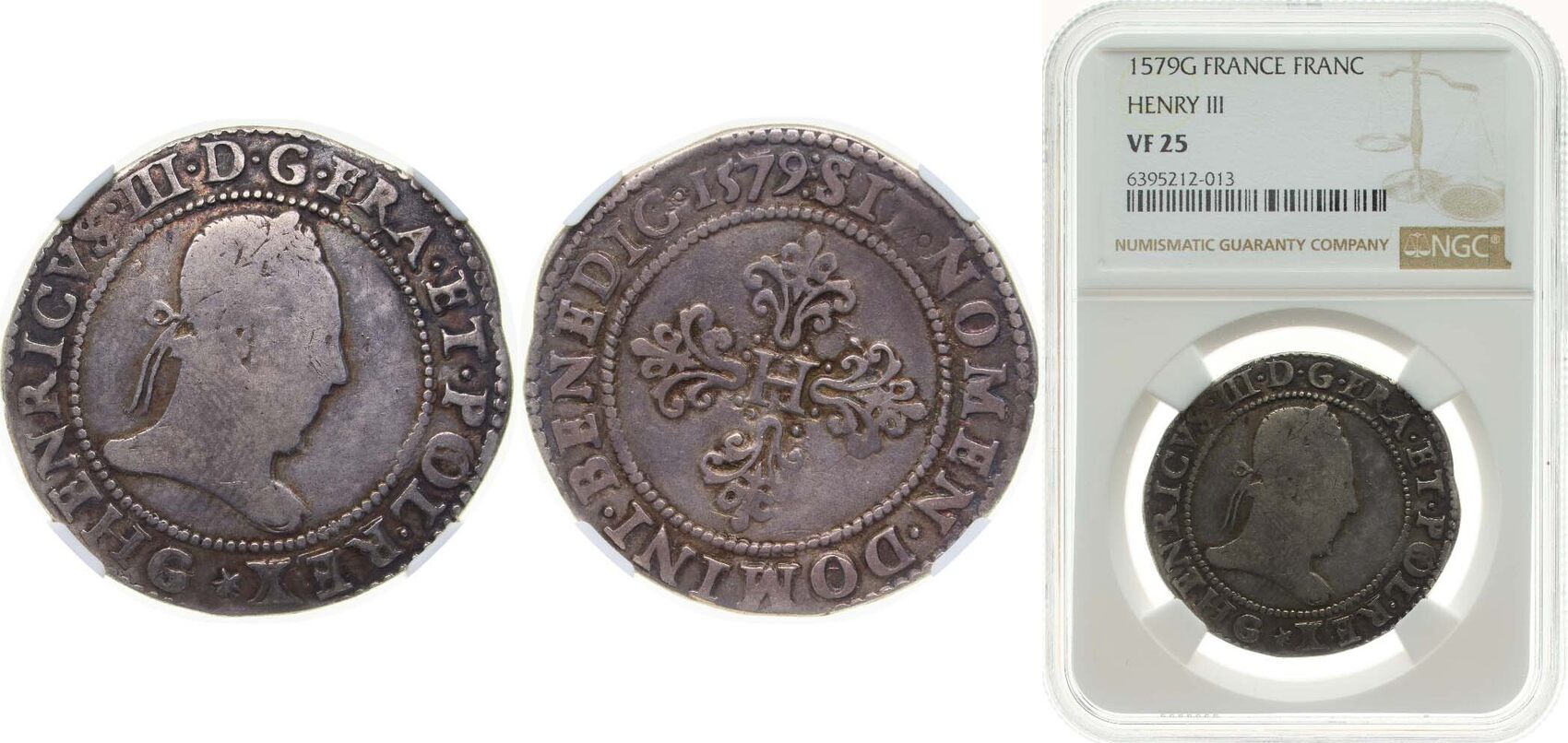 61⁄60 Pound Tournois 1579 G Poitiers Mint France Kingdom 1579 G 1 Franc ...