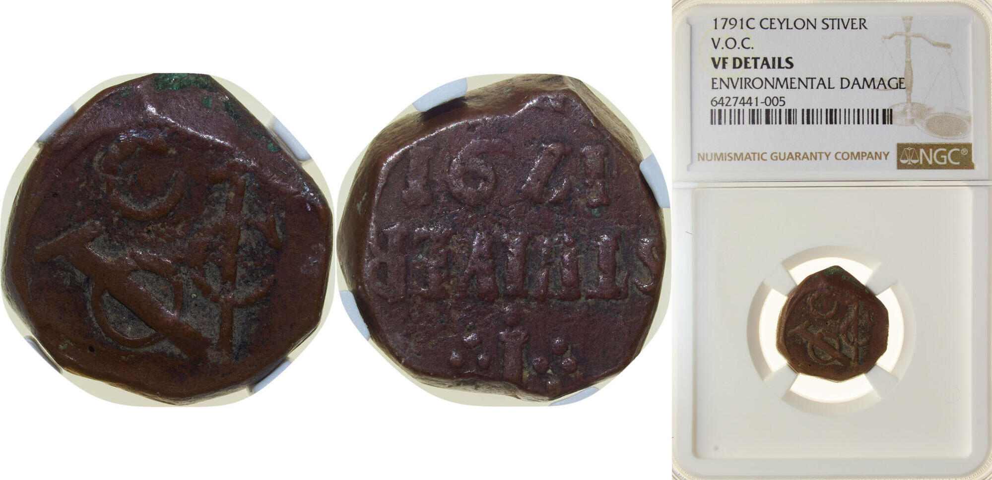 Sri Lanka 1791 C 1 Stuiver Copper 13.76g NGC VF KM 26 | MA-Shops