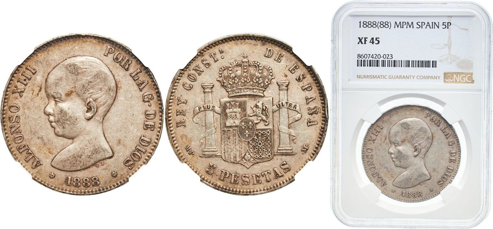 1888 ????18-88 MPM Madrid Mint Spain Kingdom 1888 ????18-88 MPM 5 ...